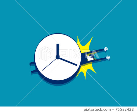 Businessman under a big clock with stress and... - Stock Illustration ...