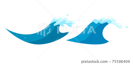 Wave crest in the sea. Surfing waves rising in... - Stock Illustration ...