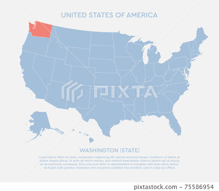 Map United states of America and state Washington - Stock Illustration ...