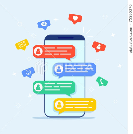 Online chat messages text notification on phone - Stock Illustration ...