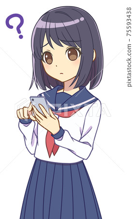 Hatena, a girl in a sailor suit who operates a... - Stock Illustration ...