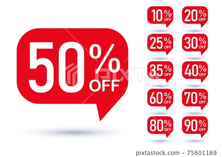 Sale tag speech bubble red shape with different... - Stock Illustration ...