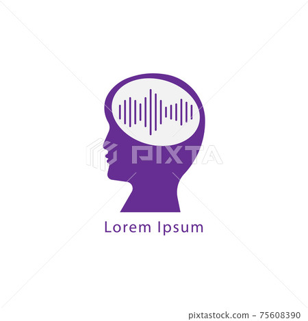 Brainwave logo flat design template. Silhouette... - Stock Illustration ...