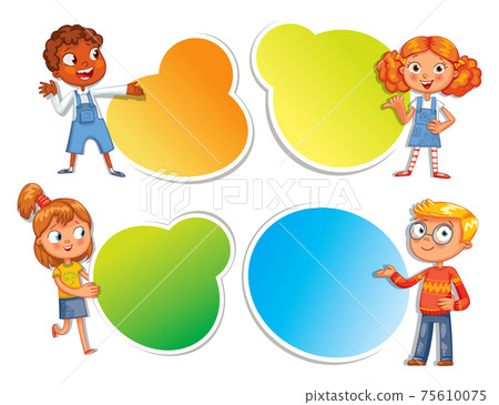 Pupils pointing at a poster - Stock Illustration [75610075] - PIXTA