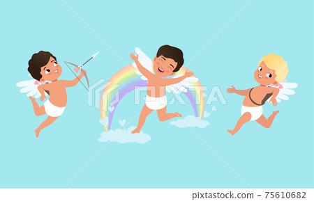 Cute Joyful Baby Cherubs Set, Cute Lovely Boys... - Stock Illustration [75610682] - PIXTA