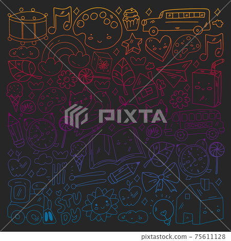 Vector pattern with school icons. Internet... - Stock Illustration ...