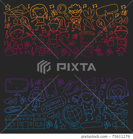 Vector pattern with items for school. Online... - Stock Illustration ...