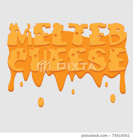 lettering logo melted cheese with cheese stains... - Stock Illustration ...