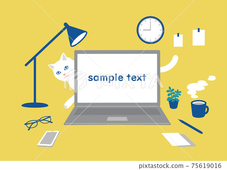 Living with telework and cats - Stock Illustration [75619016] - PIXTA