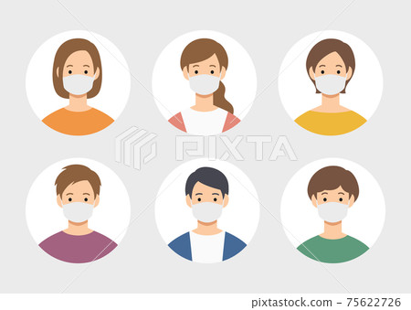 Masked person icon set - Stock Illustration [75622726] - PIXTA