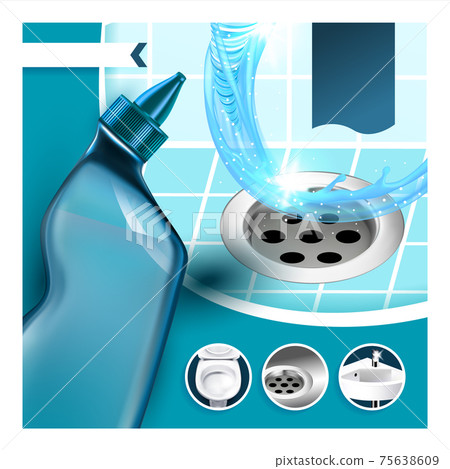 Drain Cleaner Kills Germs Promo Poster Vector - Stock Illustration ...