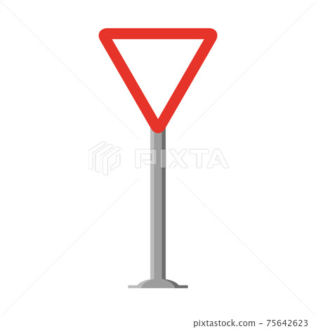 Triangular traffic signal in white and red,... - Stock Illustration ...