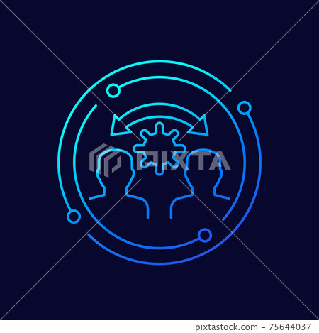 contagion linear icon with virus on dark - Stock Illustration [75644037 ...