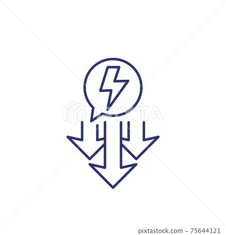 power consumption decrease line icon on white - Stock Illustration [75644121] - PIXTA
