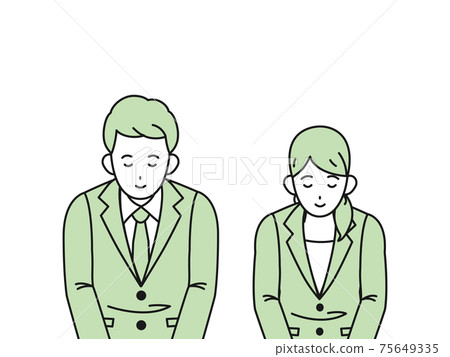 Bowing courtesy bowing men and women greetings... - Stock Illustration ...