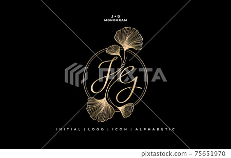 JG initial letter script and graphic name with... - Stock Illustration ...