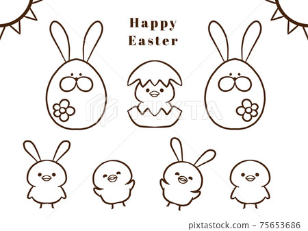 Chick, coloring line art that pleases Easter - Stock Illustration ...
