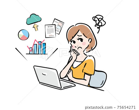 Office women with inefficient work - Stock Illustration [75654271] - PIXTA