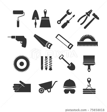 Construction tools black icons set - Stock Illustration [75658018] - PIXTA
