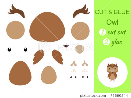 Cut and glue paper little owl. Kids crafts... - Stock Illustration ...