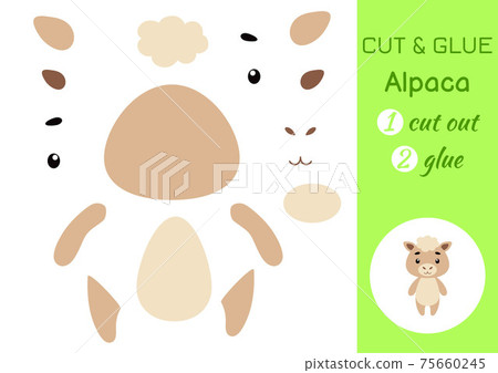 Cut and glue paper little alpaca. Kids crafts... - Stock Illustration ...