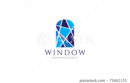 window mosaic blue logo vector symbol icon... - Stock Illustration ...