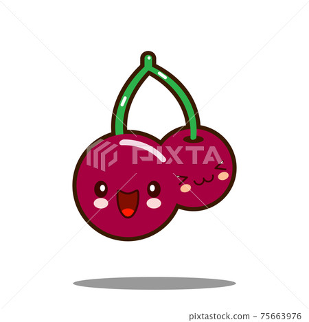Cherry cartoon character icon kawaii Flat... - Stock Illustration ...