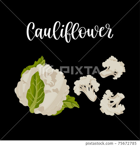 Fresh cauliflower head and inflorescence.... - Stock Illustration ...
