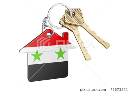 Real estate in Syria. Home keychain with Syrian... - Stock Illustration ...