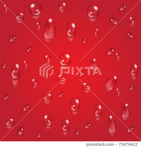 Bright red water drops background - Stock Illustration [75676422] - PIXTA