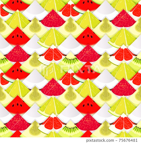 Fruit seamless texture. Pattern with pieces of...-插圖素材 [75676481] - PIXTA圖庫