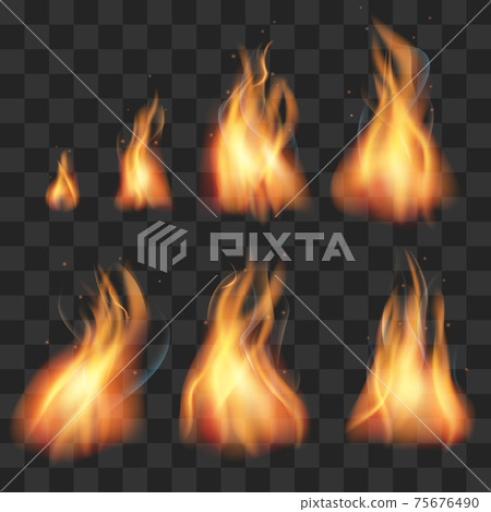 Realistic fire animation sprites flames set - Stock Illustration ...