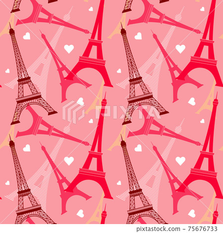 Seamless pattern with eiffel tower - Stock Illustration [75676733] - PIXTA
