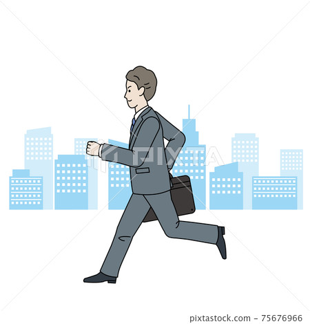 Running office worker in suit, male, commuting,... - Stock Illustration ...