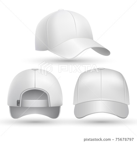 Realistic baseball cap front, side, back views... - Stock Illustration ...