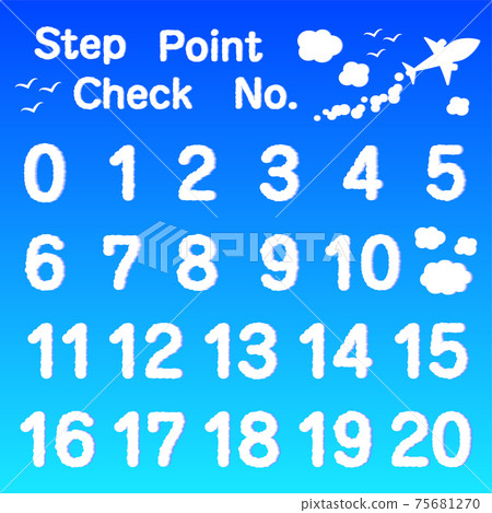 Cloud number icon set 1 (sky blue) - Stock Illustration [75681270] - PIXTA