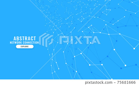 blue background with connecting lines and dots-插圖素材 [75681666] - PIXTA圖庫