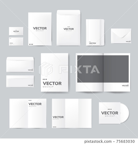 Set of printing material designs mockup vector - Stock Illustration ...