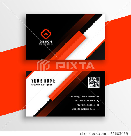 stylish red business card geometric template... - Stock Illustration ...