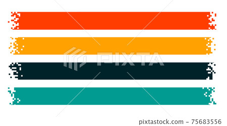 pixel ribbons or wide pixelated banners set of... - Stock Illustration ...