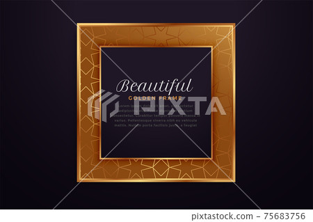 beautiful golden square frame background design - Stock Illustration ...