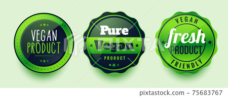 pure vegan fresh labels set of three - Stock Illustration [75683767 ...