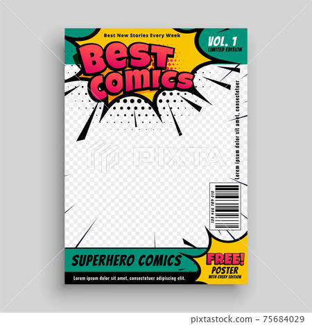 Superhero comic magazine front cover page design - Stock Illustration ...