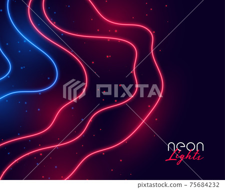 neon curvy lines background in red and blue colors - Stock Illustration ...