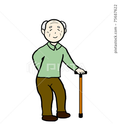 Grandpa with a cane - Stock Illustration [75687622] - PIXTA