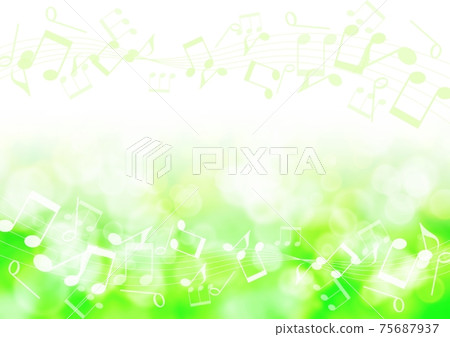 Green background illustration of musical notes... - Stock Illustration ...