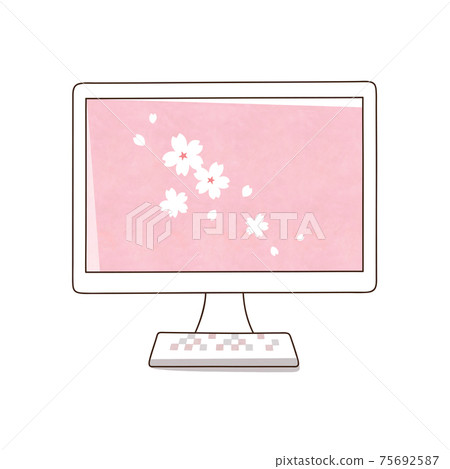 Desktop computer cherry blossoms - Stock Illustration [75692587] - PIXTA