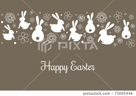 Happy Easter. Simple card with bunnies and... - Stock Illustration ...