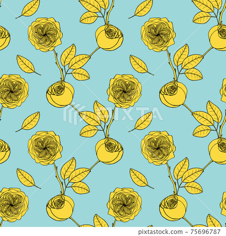 Seamless pattern with juliet garden rose... - Stock Illustration ...