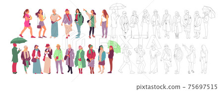 Set of different people characters in casual... - Stock Illustration ...